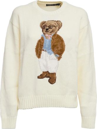 Polo Ralph Lauren Homme, Pulls, Blanc, Taille: S Polo Bear Intarsia Sweater