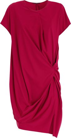 High High Kleid Delighful - Runder Ausschnitt. Kurze Fl&uuml;gel&auml;rmel. Seitliche Schleife rot