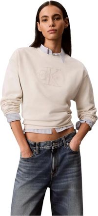 Calvin Klein Jeans Femme, Sweatshirts et sweats &agrave; capuche, Beige, Taille: 42 FR SweaT-shirt ras du cou