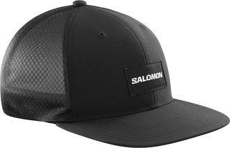 Salomon Trucker Kappe Unisex, Auff&auml;llig und vielseitig, Aus Recyclingmaterial, Atmungsaktiver Komfort, Deep Black, Deep Black, M/L