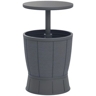 OUTSUNNY 3-in-1 Beistelltisch Gartentisch 45 x 43 cm Rund K&uuml;hlbox wetterfest Balkontisch mit 41 L Stauraum h&ouml;henverstellbarer Tischplatte Cool Bar Kunststoff C