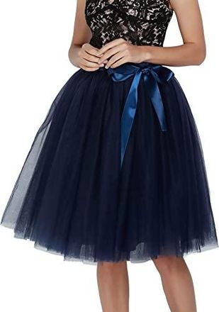 Generic Jupes mi-longues pour femmes, longueur genou, longueur genou, pour adultes, 2026, bleu marine, Taille unique