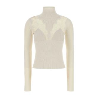 Blumarine Femme, Pulls, Blanc, Taille: 42 FR Pull &agrave; col roul&eacute;