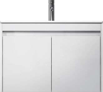 AM.PM Spike Waschbeckenunterschrank H&auml;ngend mit Waschbecken, Badm&ouml;bel Set f&uuml;r Badezimmer & G&auml;ste-WC, Waschtischunterschrank mit 2 Schubladen, Wei&szlig;, 80cm (We