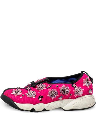 Dior baskets à fleurs brodées - Rose