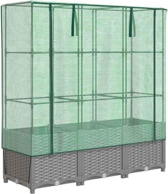 vidaXL Jardini&egrave;re sur&eacute;lev&eacute;e avec housse aspect rotin 120x40x138 cm vidaXL