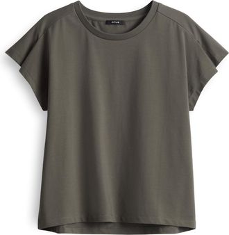 OPUS Damen Kurzarmshirt | SEKUNDI Loose Jerseyshirt mit Faltendetail Olive Leaf, 36