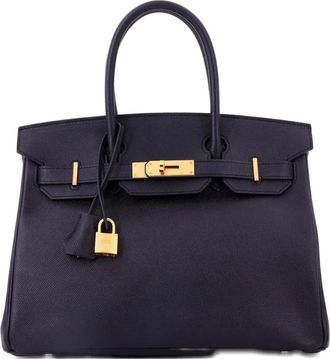 Herm&egrave;s Birkin Handbag Black Epsom with Gold Hardware 30 satchel - Schwarz