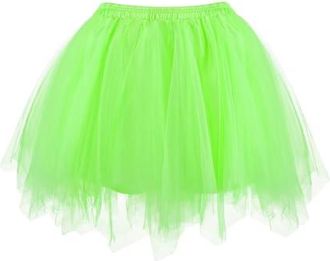 Grebrafan Femme Ballet Danse Jupe Adulte Halloween Tutu en Tulle (EUR(40-42) 2XL, Vert)