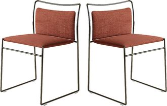 Generic 2er-Set Esszimmerstühle Im Mid-Century-Modern-Stil Mit Leinensitzfläche, Stapelbarem Metallrahmen for Küche Und Esszimmer(Orange a)