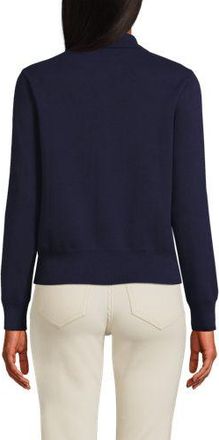 Lands End Feinstrick-Blazer mit Reißverschluss, Damen, Größe:36-38 regular, Blau, Baumwolle, by Lands End