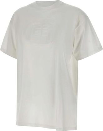Elisabetta Franchi Femme, Tops, Blanc, Taille: 40 FR T-shirt en jersey avec logo en relief