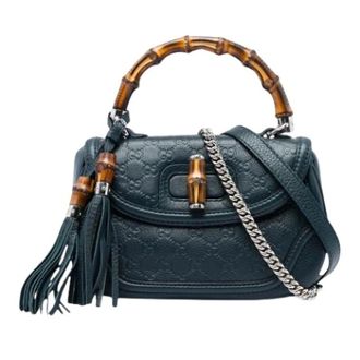 Gucci Pre-owned Vintage Bamboo Satchel - Femme - Pre-owned - Bleu - Taille: ONE Size