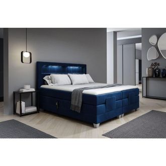 Fun Möbel Fun Moebel - Boxspringbett Elektrisch Bett davide 160x200cm in Stoff Fresh Dunkelblau