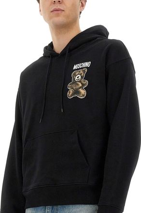 Moschino Teddy Bear Embroidered Hoodie - Black