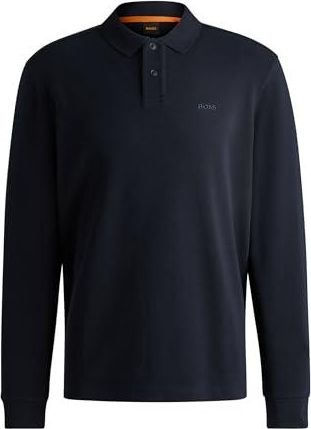 BOSS Hommes Petempestolong Polo en Coton m&eacute;lang&eacute; &agrave; la Structure gaufr&eacute;e