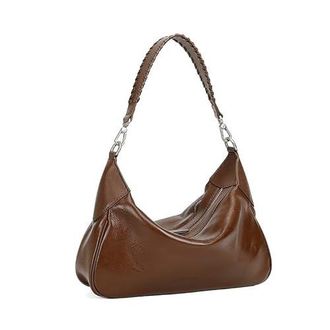 Generic Sacs &agrave; bandouli&egrave;re en cuir v&eacute;ritable - Sac fourre-tout pour femme - Sac &agrave; main souple en forme de croissant - Travail quotidien, marron, 11.81 x 6.69 