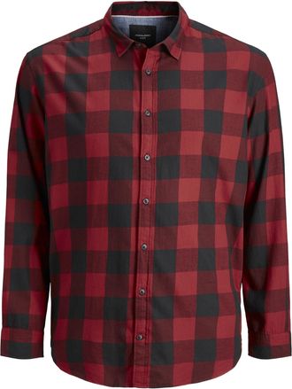 Jack & Jones Herren Freizeit Hemd JJEGINGHAM Comfort Plussize 2XL-8XL Kariert, Größe:7XL, Farbe:Brick Red 12183107