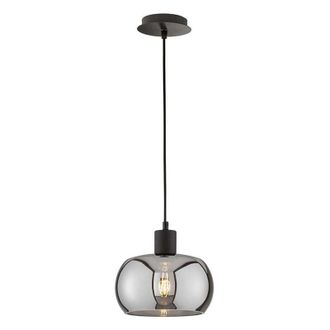 Fischer & Honsel Pendellampe H&auml;ngelampe Wohnzimmerlampe Rauchglas Retro Schlafzimmerlampe D 22cm