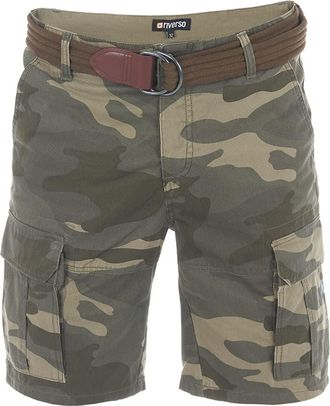 Riverso Herren Cargo Shorts RIVJakob Kurze Hose Regular Bermuda 100% Baumwolle Mit Gürtel Camouflage w31, Größe:W 31, Farbe:Camouflage Olive (12000)