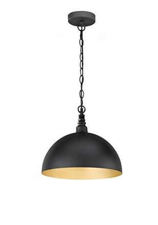 Fischer & Honsel | Pendelleuchte, Leitung | sandschwarz| Metallschirm sandschwarz innen goldfarben| D: 35,00 cm | Ausladung Decke: 140,00 cm| 1x E27 max. 60 Watt | 606