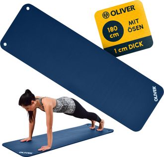 Oliver Rutschfeste Sportmatte gerillt mit Ösen - Yogamatte für Pilates, Gymnastik & Fitness - hautfreundlich & feuchtigkeitsabweisend - Gymnastikmatte Fitnes