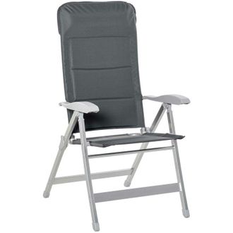 OUTSUNNY Chaise de jardin pliante dossier haut inclinable multipositions accoudoirs t&eacute;ti&egrave;re alu. oxford d&eacute;perlant gris