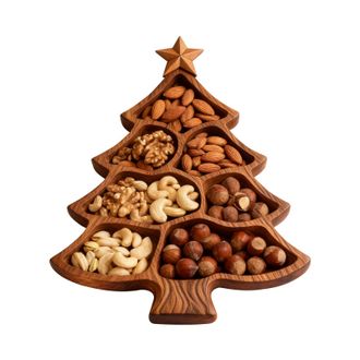 Generico Serviertablett f&uuml;r den Weihnachtsbaum: Teller aus Holz, Teller f&uuml;r festliche Snacks, festliches Dessertbrett, Tischdekoration | Gro&szlig;es Tablett aus Hol