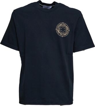 Stone Island Homme, Tops, Bleu, Taille: S T-shirt &agrave; col rond c&ocirc;tel&eacute;