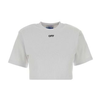 Off-white Femme, Tops, Blanc, Taille: 38 FR Off Stamp Rib Cropped Tee