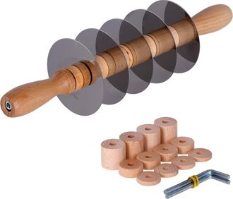 Tagliapasta Einstellbare Walze | Professioneller Blätterschneider mit 5 glatten Klingen aus Edelstahl und Abstandshaltern