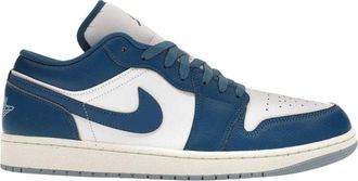 Nike Air Jordan 1 Sneaker f&uuml;r Herren, Leder, niedrig geschnitten (Marine/Wei&szlig;)