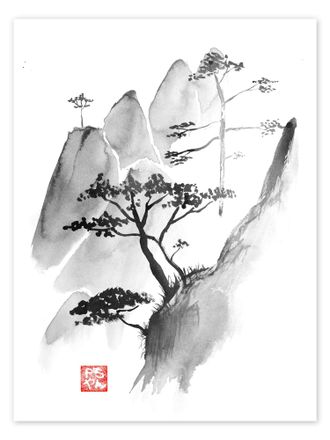 Posterlounge Klippe I Poster von Péchane 50 x 70 cm Schwarz-Weiß Wandbilder Wanddeko