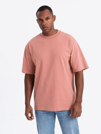 Ombre T-Shirt Herren T-Shirt Regular Fit V-Ausschnitt Casual Rose L (kein Set, 1-tlg)