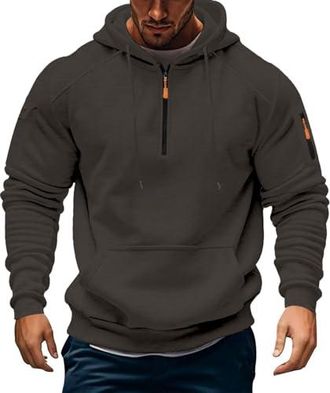 Generic Sweat &agrave; capuche uni l&eacute;ger pour homme - Manteau dhiver pour loisirs - Fitness - Jogging - Couleur assortie - Fermeture &eacute;clair - Manteau dhiver chaud - 