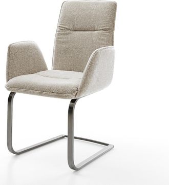 DELIFE Freischwinger Vinja-Flex Webstoff Soft Beige Freischwinger flach Graphit, Esszimmerstühle