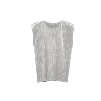 Forte_Forte Pliss&eacute;-Top - - Tops - Damen - Grau - XS