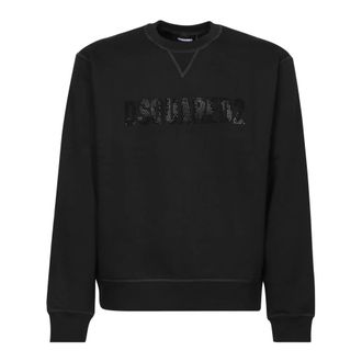 Dsquared2 Schwarzer Sweatshirt mit Paillettenlogo Aw24 - - Sweatshirts & Hoodies - Herren - Schwarzk - S
