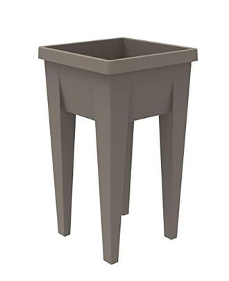 Eda Veg&Kräutertisch, 23 l, Wasserspeicherbereich, Hohle Füße mit Ablaufstopfen - 38,5 x 38,5 x 68 cm - Taupe