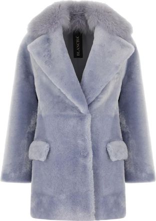 BLANCHA Femme, Vestes, Bleu, Taille: 36 FR Veste en fausse fourrure et peau lain&eacute;e