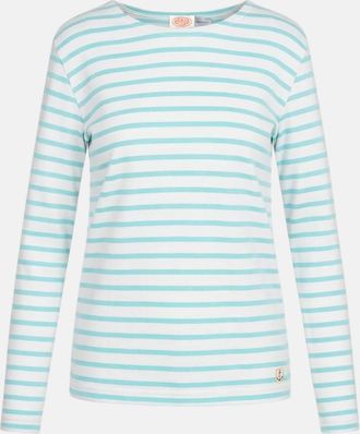 Armor Lux Streifenshirt Lesconil Wei&szlig; T&uuml;rkis Gestreift Da