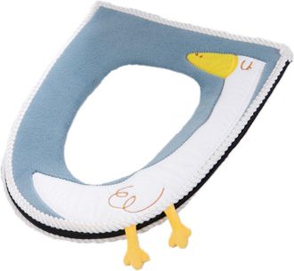 DOITOOL Toilettensitzkissen mit Reißverschluss Gepolstert Waschbar Cartoon Stickerei Passend mit Praktischem Griff Wärmeisolierend Modernes Badezimmer Accesso