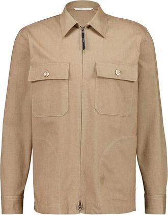 120% Lino surchemise &agrave; fermeture zipp&eacute;e - Tons neutres