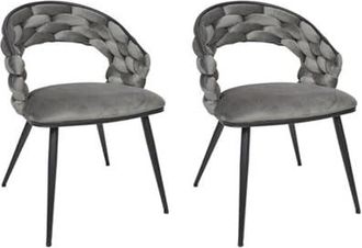 The Home Deco Factory HD0360, Set mit 2 grauen Sawyer-Stühlen, Lounge Edition, Möbel, Sitz, Tischsessel, 66 x 82 x 54 cm, Sitzhöhe 47 cm, Grau Schwarz