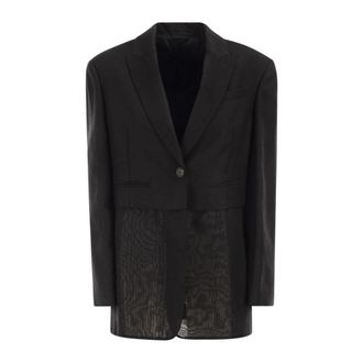Brunello Cucinelli Einknopf-Blazer mit transparenten Eins&auml;tzen - - Jackets - Damen - Schwarzk - M