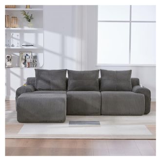 Generic Modernes L-f&ouml;rmiges modulares Sofa, 3-Sitzer-Sofa, modulares Ecksofa aus Cord, ergonomisch geschwungenes Design, ausgestattet mit Aufbewahrungstaschen