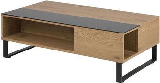 Selsey Selsey KOSTRENA - Table basse relevable avec élément en verre trempé chêne / noir 110x60 cm