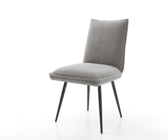 DELIFE Esszimmerstuhl Lelio-Flex Strukturstoff Soft Grau 4-Fu&szlig; konisch Schwarz Taschenfederkern, Esszimmerst&uuml;hle
