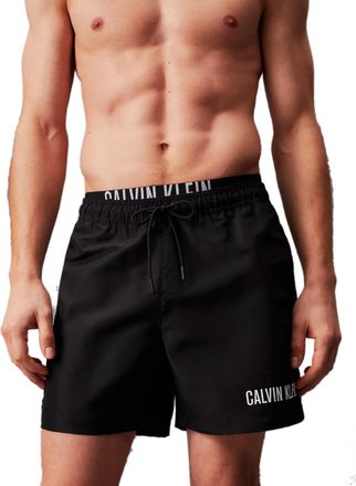 Calvin Klein Herren Badehose Medium Double Wb Lang, Schwarz (Pvh Black), L