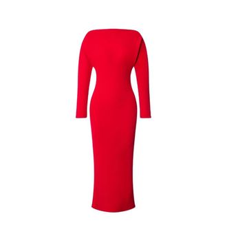 Alberta Ferretti Femme, Robes, Rouge, Taille: 34 FR Robe Midi Cady Stretch Col Bateau